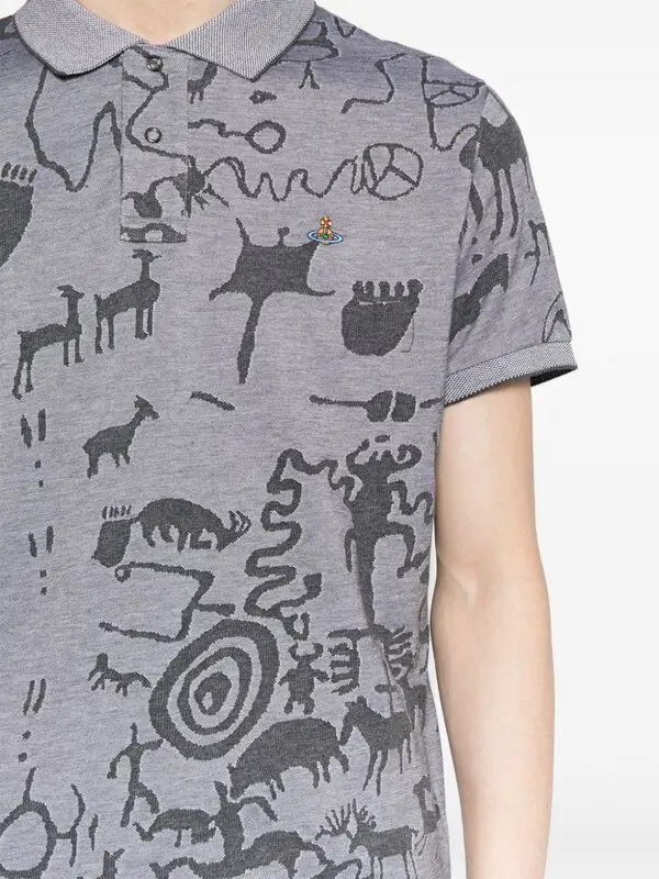 VIVIENNE WESTWOOD Graphic-print Polo Shirt - Grey