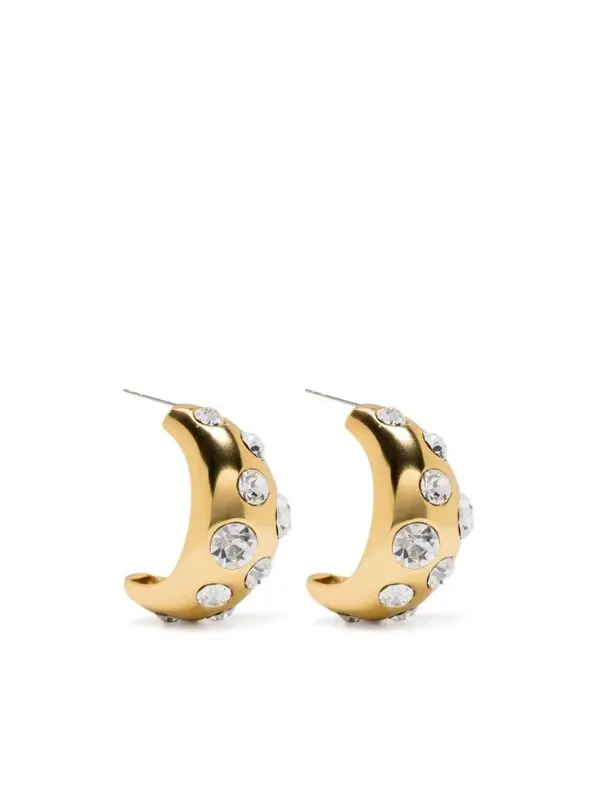 Blumarine Crystal Embellished Hoop Earrings - Gold