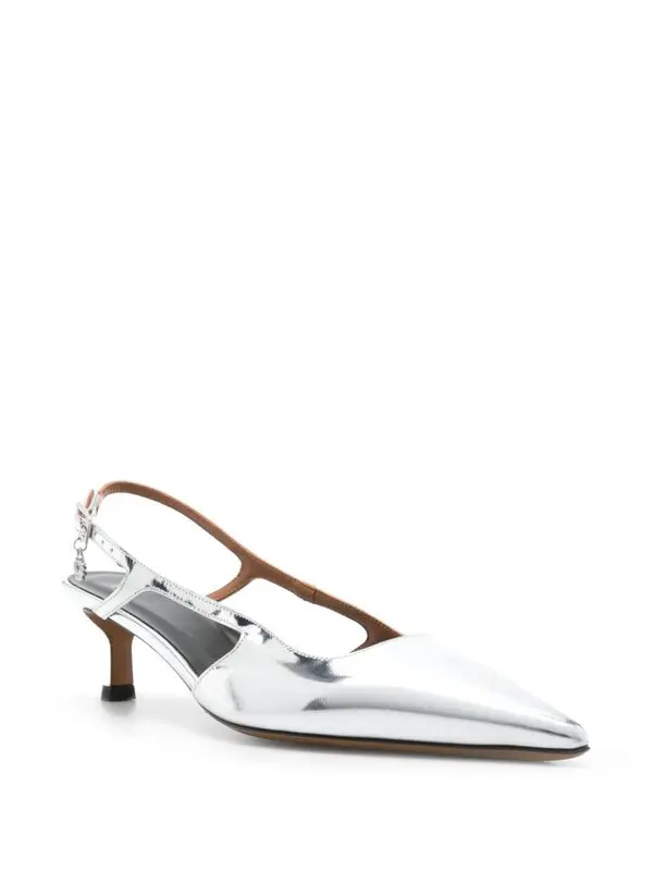 Maje 55mm Metallic Slingback Pumps - Silver