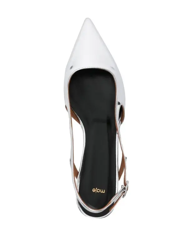 Maje 55mm Metallic Slingback Pumps - Silver