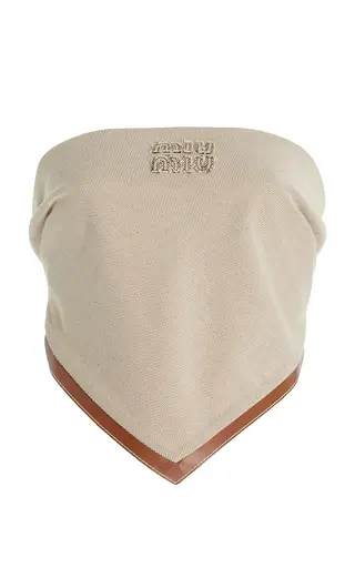 Miu Miu Strapless Canvas Crop Top