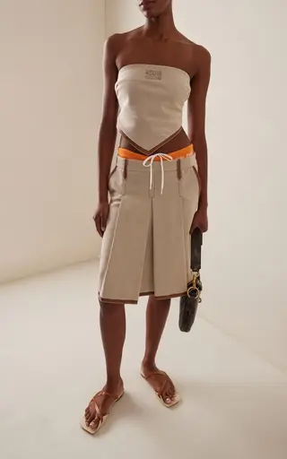 Miu Miu Strapless Canvas Crop Top