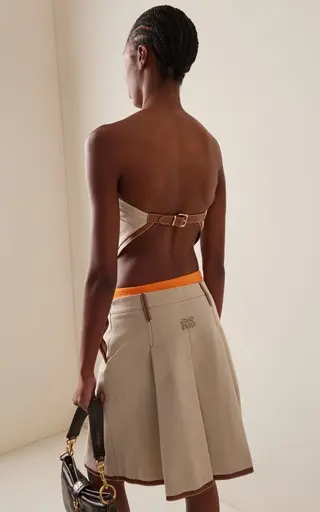 Miu Miu Strapless Canvas Crop Top