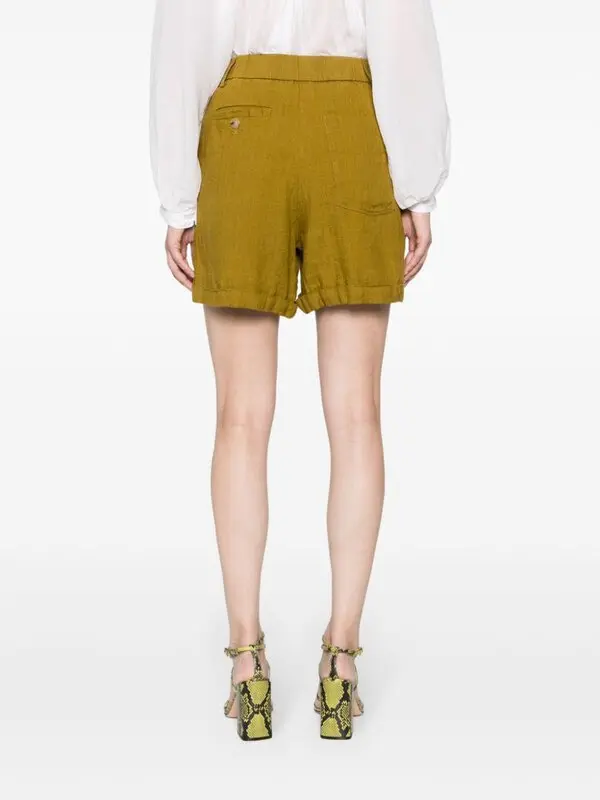 FORTE_FORTE High-waisted Linen Thigh-length Shorts