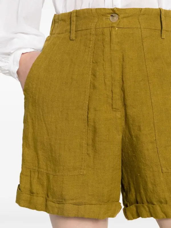 FORTE_FORTE High-waisted Linen Thigh-length Shorts