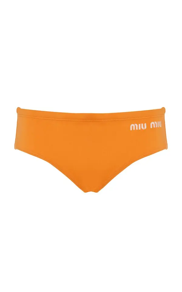 Miu Miu Logo-knit Nylon Panties - Orange
