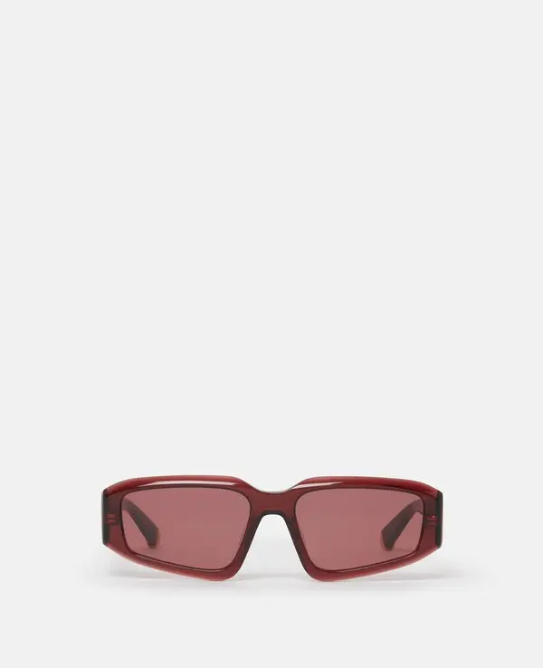 Stella McCartney Abstract Rectangle Sunglasses - Glossy Dark Wine And Gold