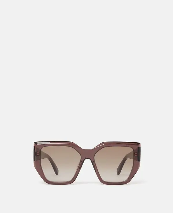 Stella McCartney Chunky Square Cat-eye Sunglasses - Glossy Dark Chocolate And Gold