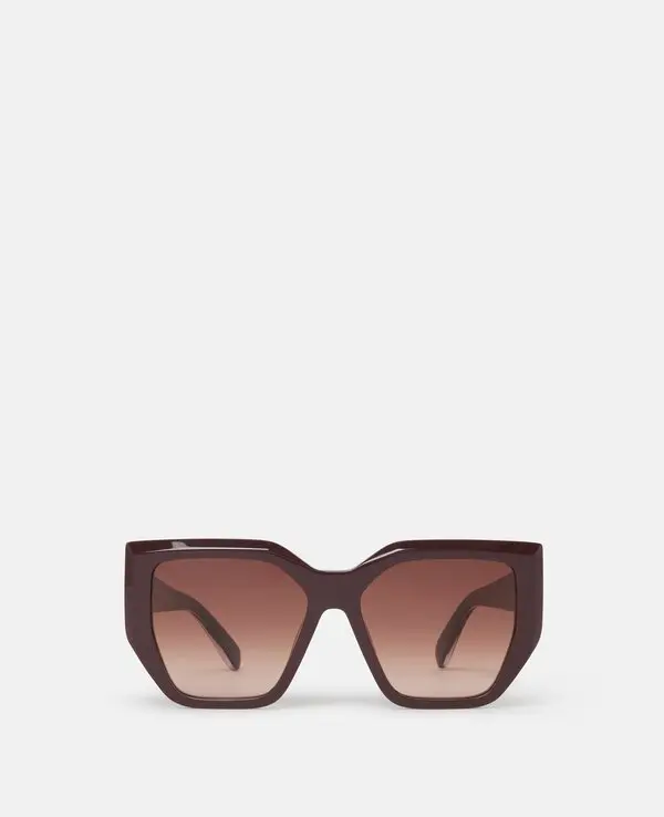 Stella McCartney Chunky Square Cat-eye Sunglasses - Translucent Dark Chocolate And Gold