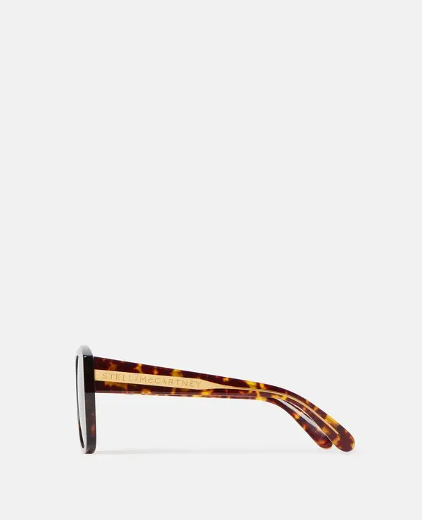 Stella McCartney Straight-edge Square Sunglasses - Glossy Dark Havana