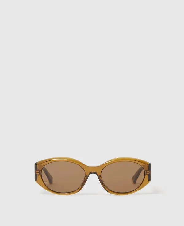Stella McCartney Logo Oval Sunglasses - Khaki Green