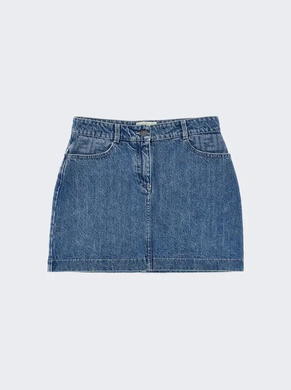 Fendi Logo Embroidery Denim Skirt