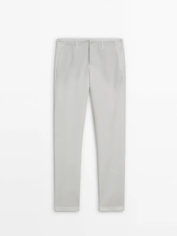 Massimo Dutti Linen And Cotton Blend Tapered-Fit Chinos Cream