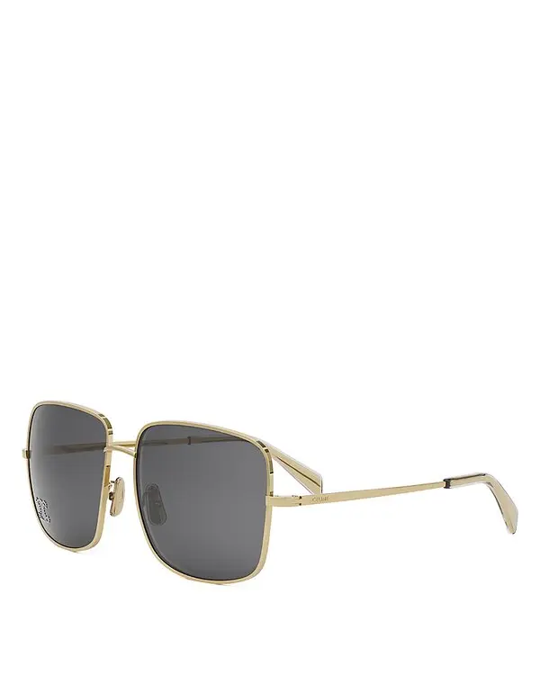 Celine Rhinestone Triomphe Square Sunglasses - Gold/gray Solid