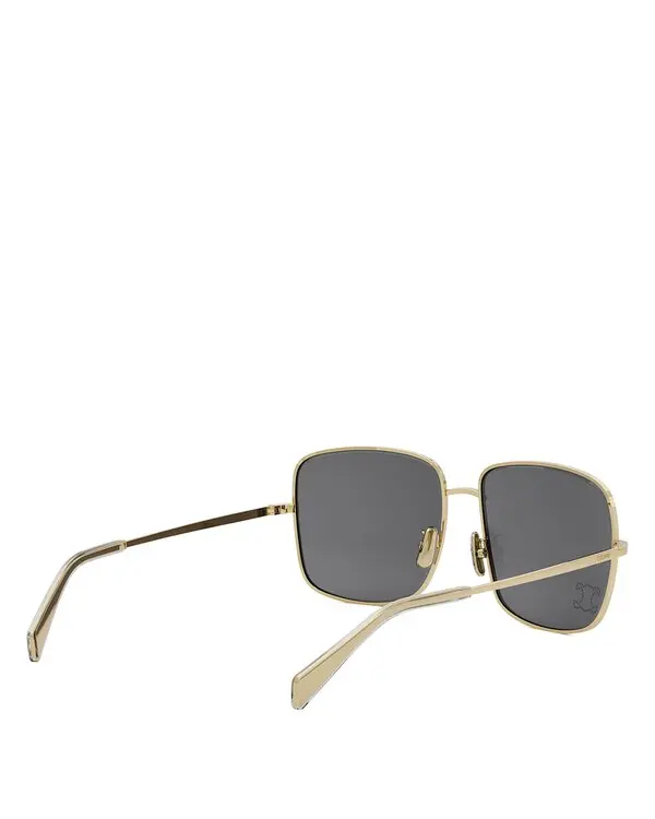Celine Rhinestone Triomphe Square Sunglasses - Gold/gray Solid