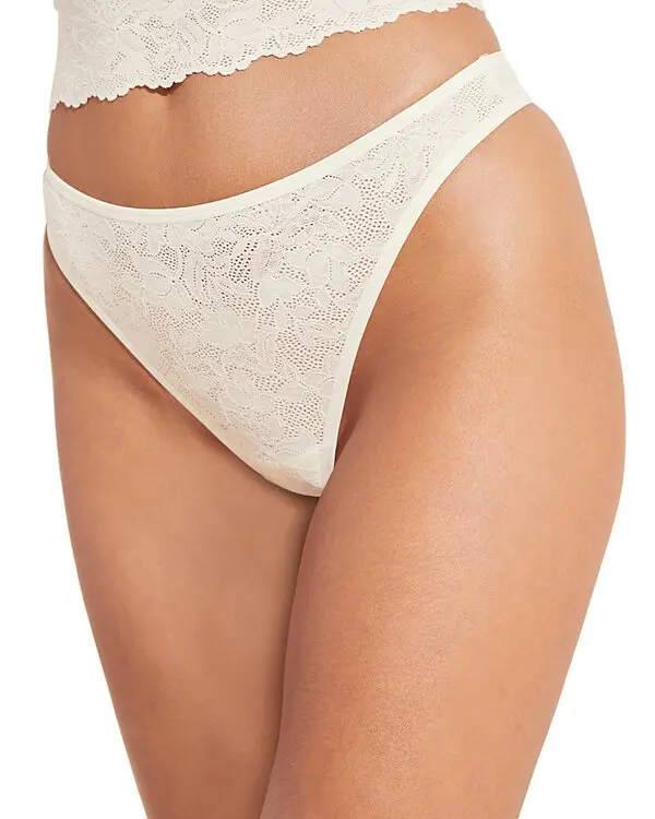 Eberjey Eberjay Soft Stretch Recycled Lace Thong - Ivory
