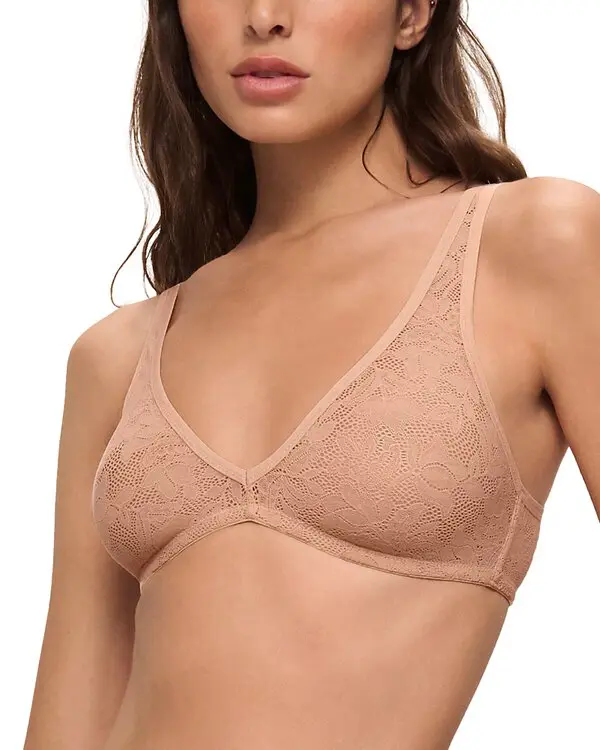 Eberjey Soft Stretch Recycled Lace Plunge Bralette - Sunkissed