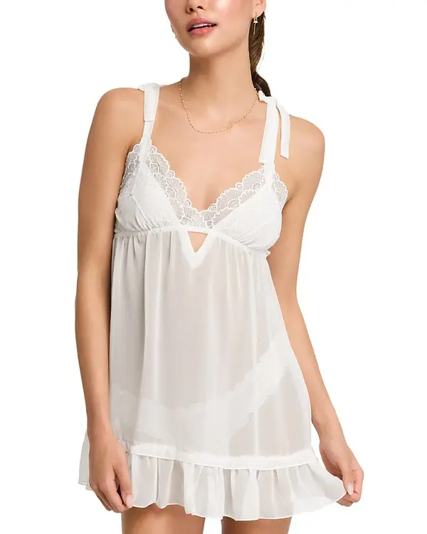 Rya Collection Dahlia Chiffon Babydoll Set - Ivory