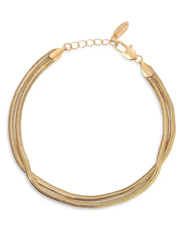 Ettika Slinky Snake Double Chain Anklet - Gold