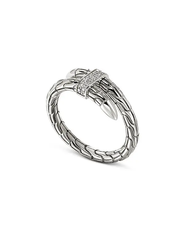 John Hardy Spear Diamond Coil Ring - Silver