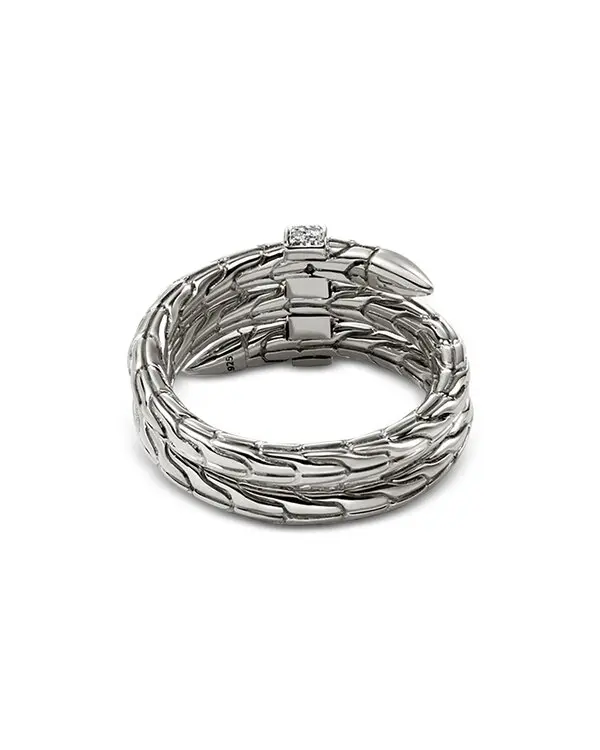 John Hardy Sterling Spear Coil Ring With Diamonds - Silver