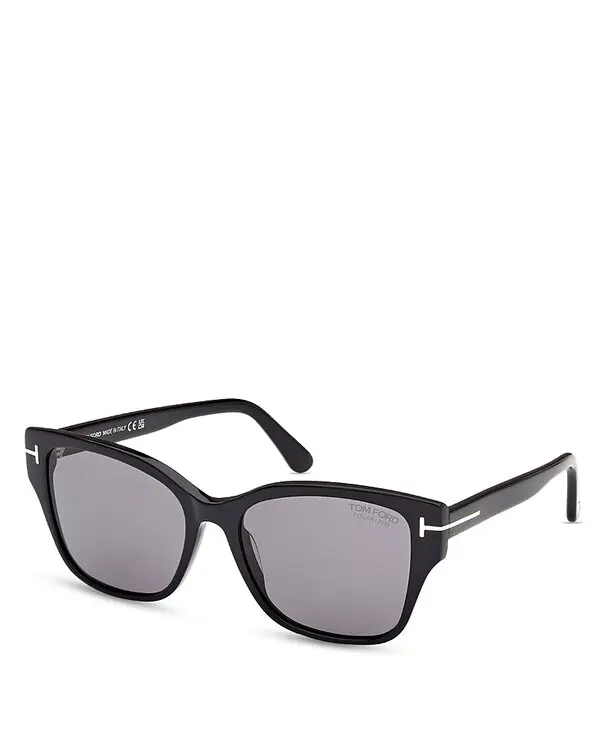 TOM FORD Elsa Butterfly Sunglasses, 55mm - Black/gray Polarized Solid