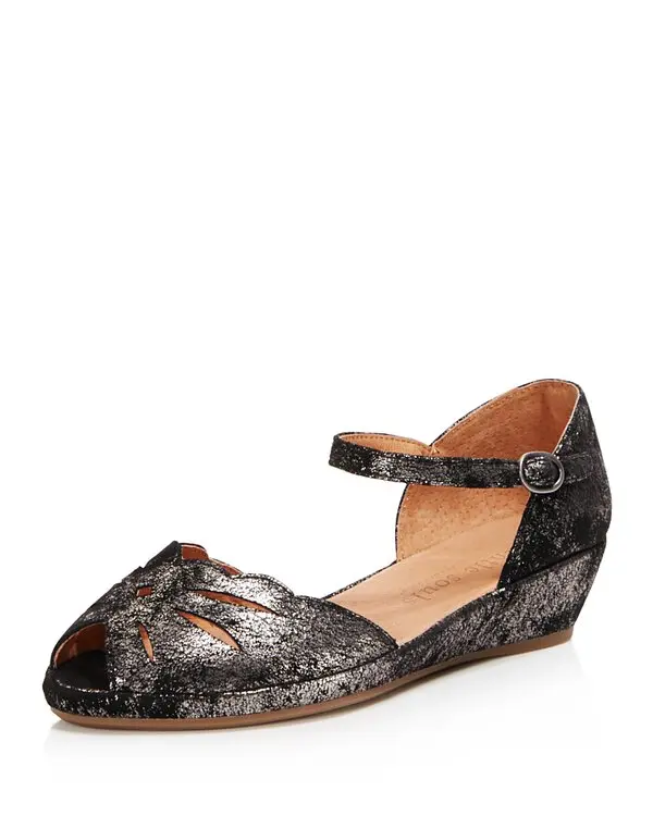 KENNETH COLE Gentle Souls Lily Moon Leather Wedge Flats - Graphite