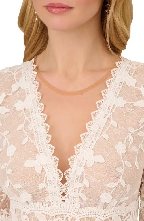 Adrianna Papell Embroidered Lace Minidress - Ivory