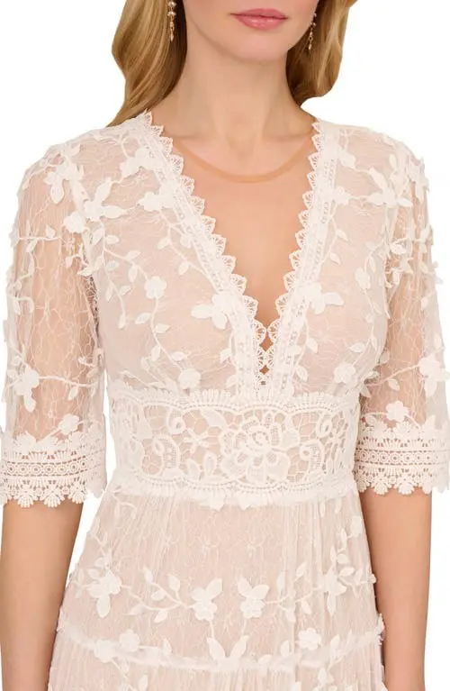 Adrianna Papell Embroidered Lace Minidress - Ivory