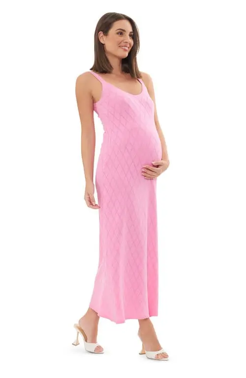 Ripe Maternity Skyla Sleeveless Pointelle Knit Midi Maternity Dress -  Bubble Gum | Editorialist
