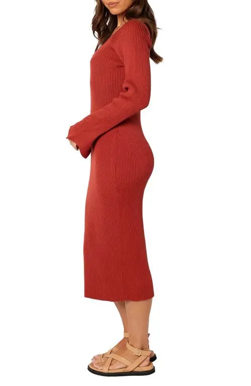 PETAL & PUP Skylee Long Sleeve Rib Maxi Dress