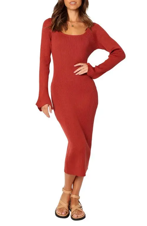 PETAL & PUP Skylee Long Sleeve Rib Maxi Dress