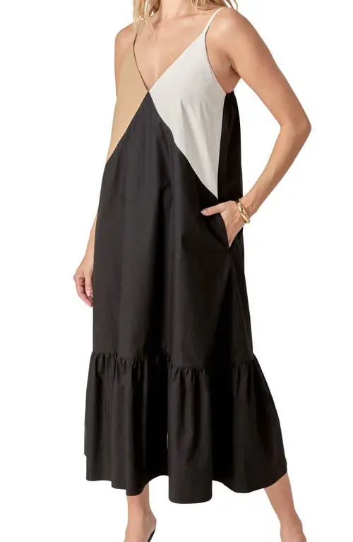 English Factory Colorblock Maxi Dress - Black Multi