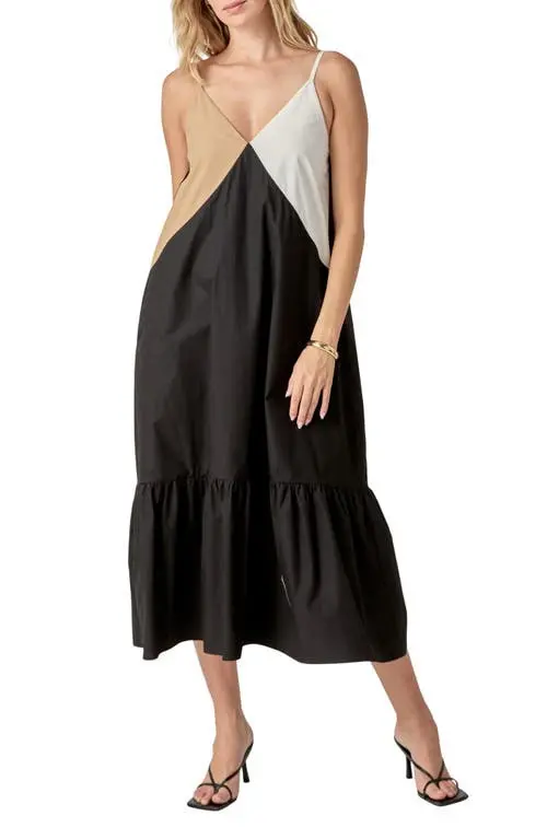 English Factory Colorblock Maxi Dress - Black Multi