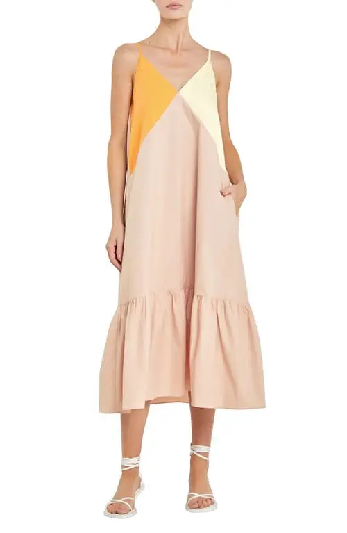 English Factory Colorblock Maxi Dress - Orange Multi