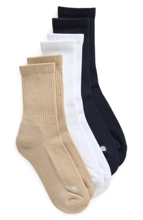 Zella 3-pack Crew Socks - Tan Oxford