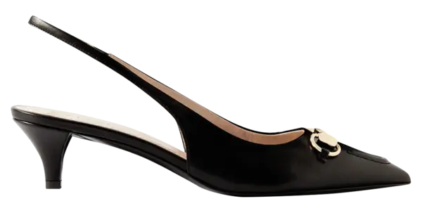 Gucci Erin Horsebit-detailed Leather Slingback Pumps
