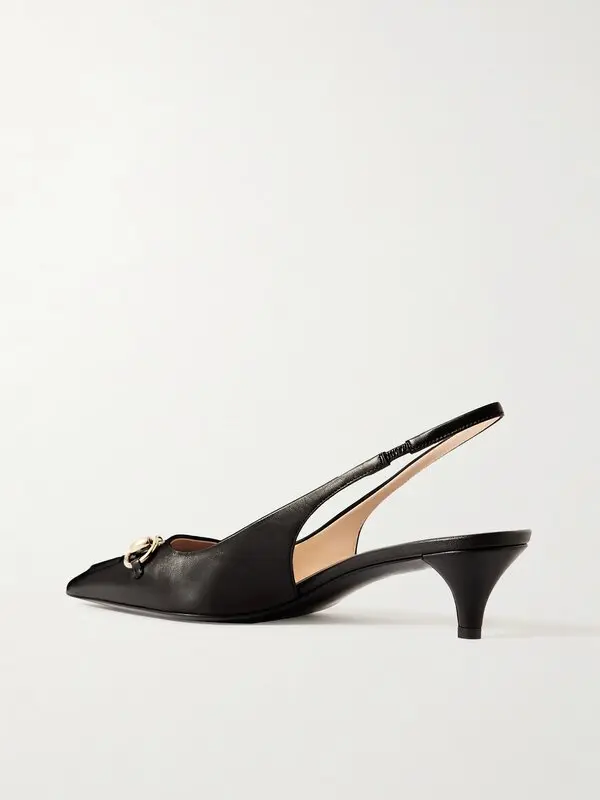 Gucci Erin Horsebit-detailed Leather Slingback Pumps