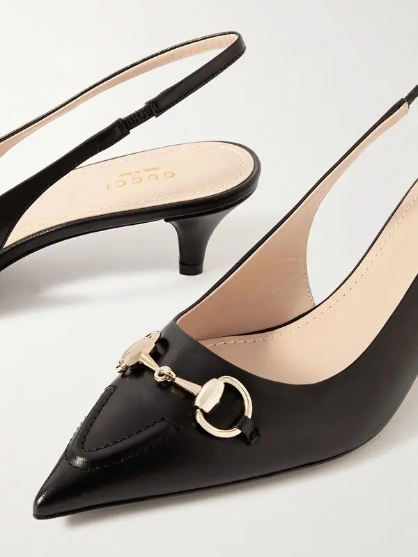 Gucci Erin Horsebit-detailed Leather Slingback Pumps