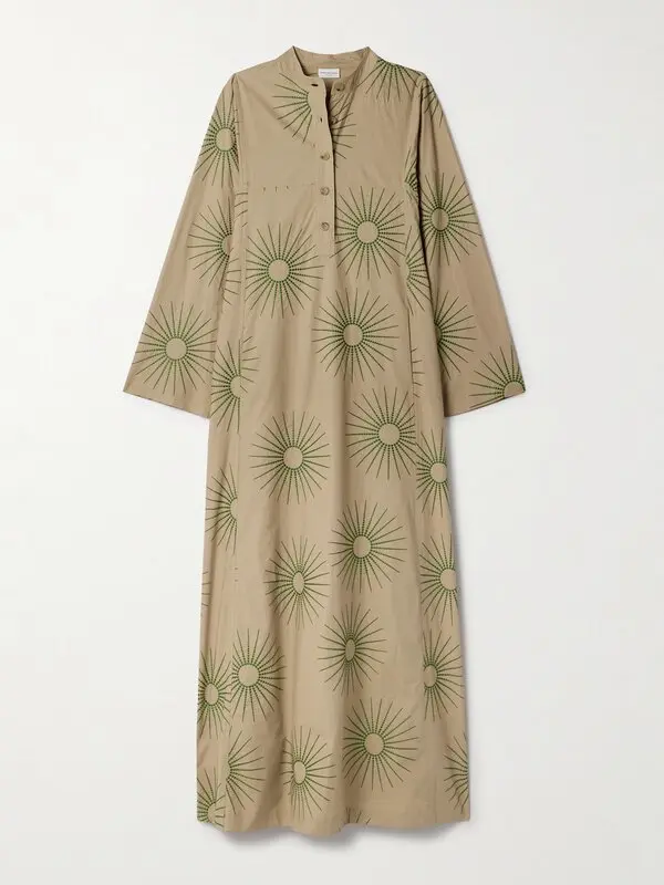 Dries Van Noten Embroidered Cotton-Poplin Maxi Dress In Neutrals - 70% Off  | Editorialist