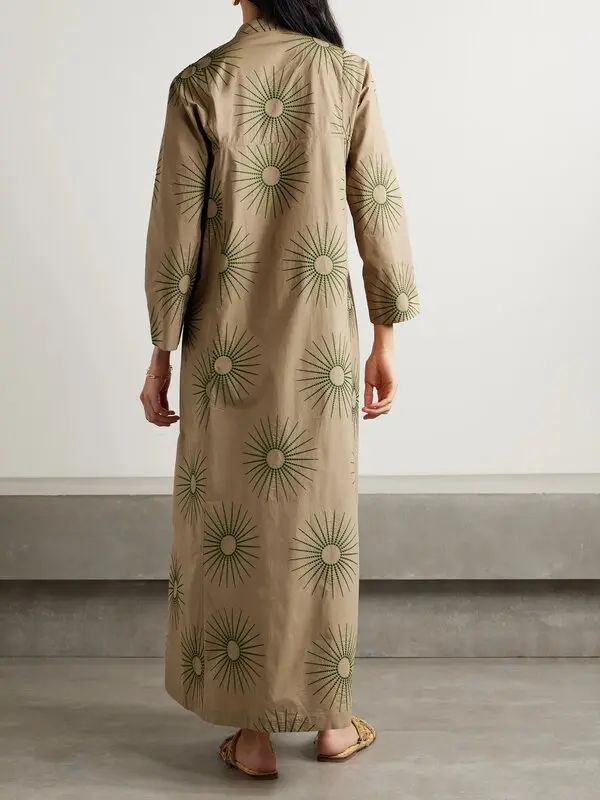 Dries Van Noten Embroidered Cotton-Poplin Maxi Dress In Neutrals - 70% Off  | Editorialist