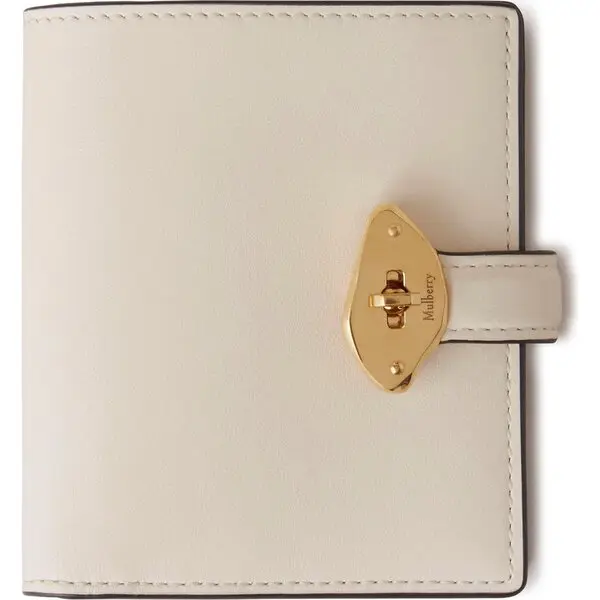 Mulberry Lana Compact High Gloss Leather Bifold Wallet - Eggshell