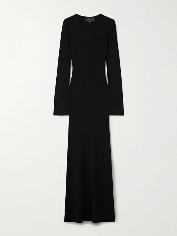 NILI LOTAN Ezequiel Ribbed Wool Maxi Dress