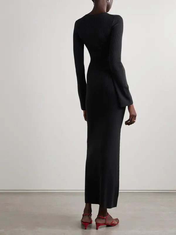 NILI LOTAN Ezequiel Ribbed Wool Maxi Dress