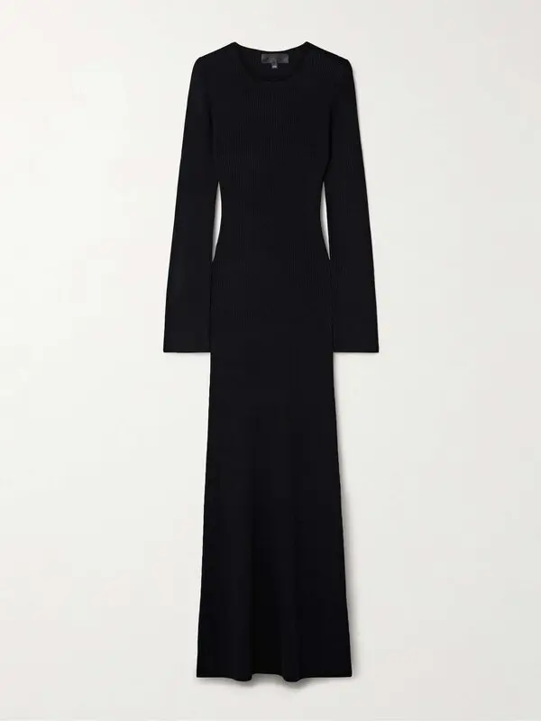 NILI LOTAN Ezequiel Ribbed Wool Maxi Dress