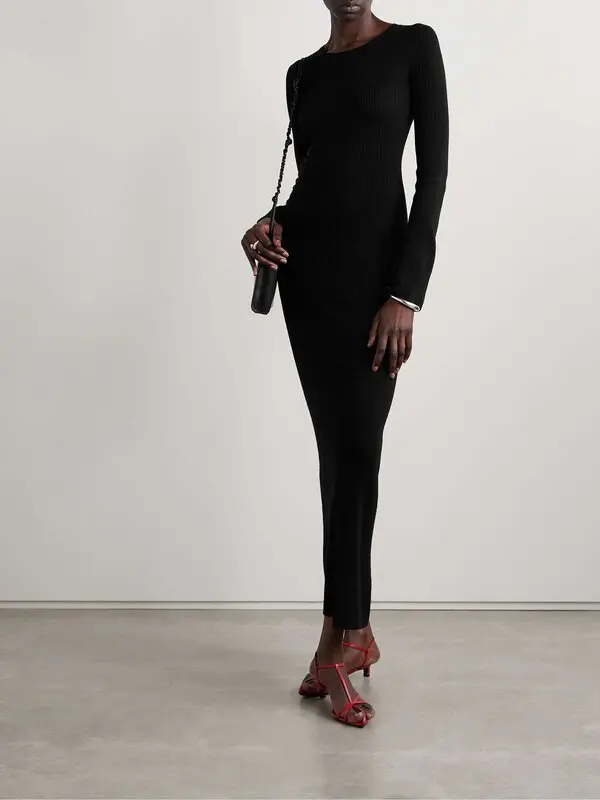 NILI LOTAN Ezequiel Ribbed Wool Maxi Dress