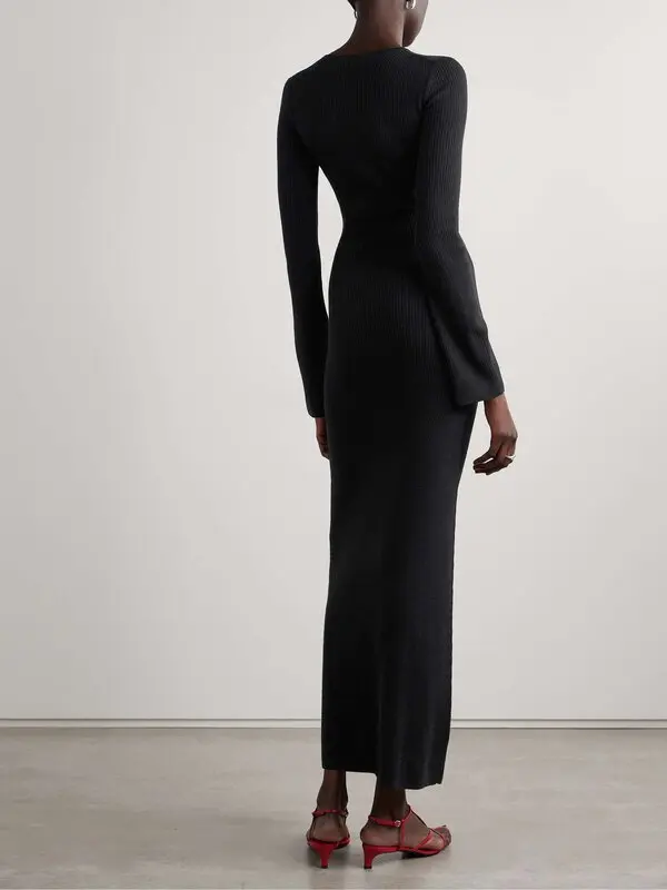NILI LOTAN Ezequiel Ribbed Wool Maxi Dress
