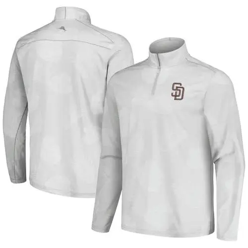 Tommy Bahama San Diego Padres Delray Frond Islandzone Half-zip Jacket - Gray