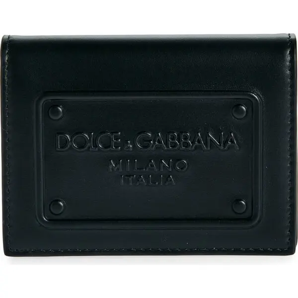 Dolce & Gabbana Logo Plaque Leather Card Holder - Nero