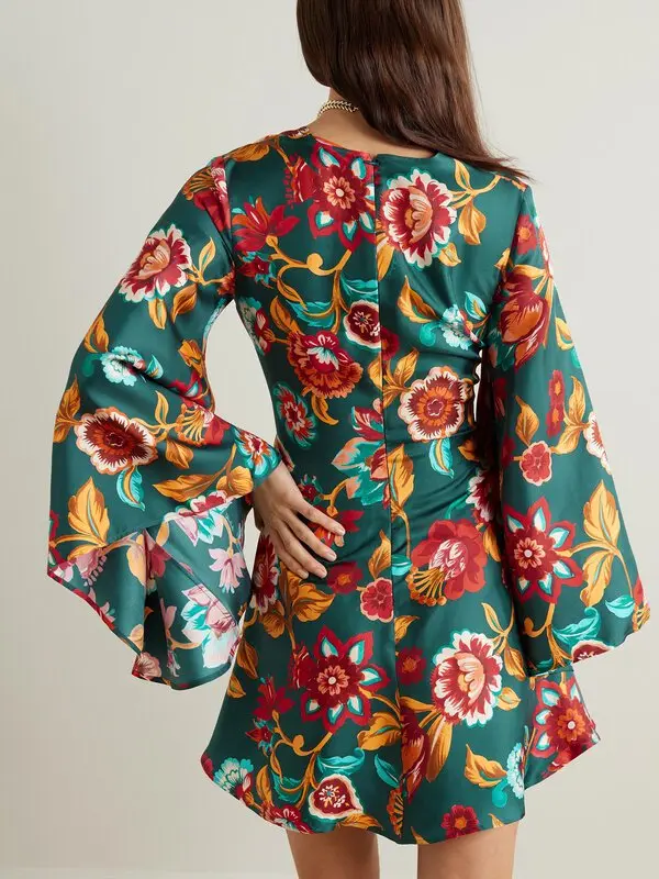 La DoubleJ Magnifico Floral-print Silk-twill Mini Dress - Multi